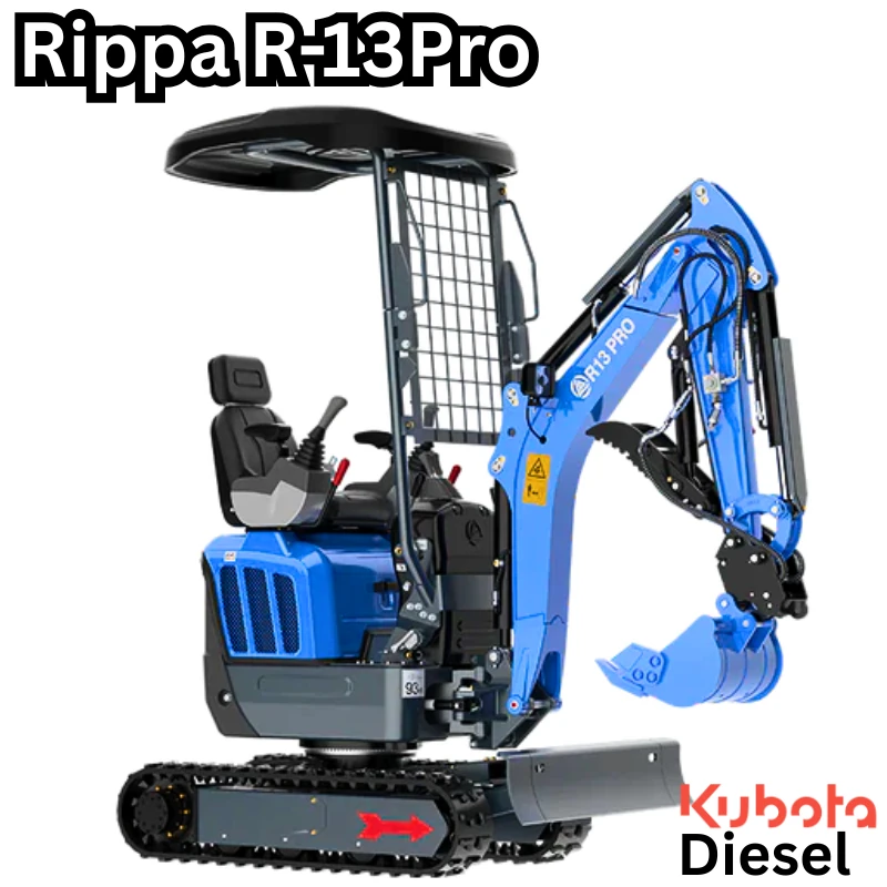 Rippa R13 Pro Mini Excavator – 1.3 Tonne Kubota Diesel | Extra Narrow